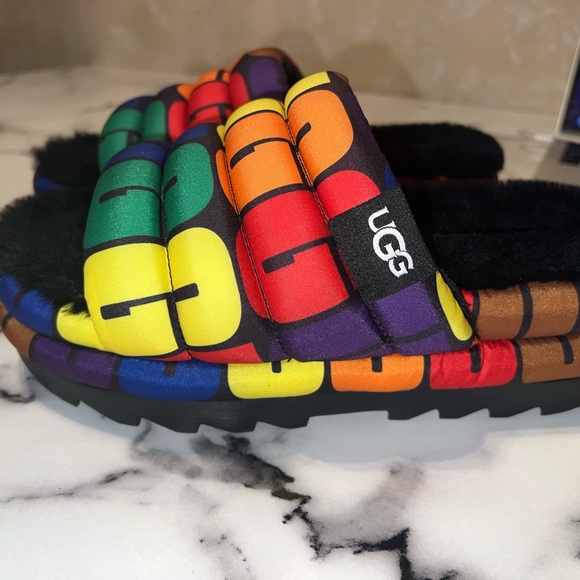 UGG | Shoes | Uggmaxi Pride Slide Rainbow Logo Slip On Puffsandals Us 8 ...